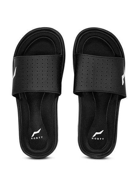 NORTY Mens Memory Foam Slides Adult Male Slide Sandals Black (12132)
