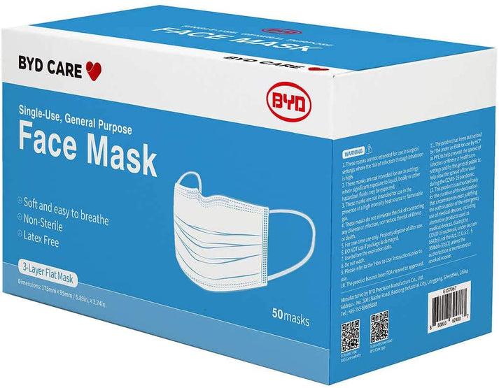 BYD Care Medical Mask, Class 1 (Pack of 50) – ADDROS, LLC